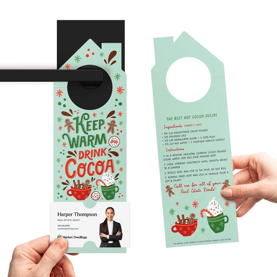 Keep Warm and Drink Cocoa Door Hangers | Christmas Winter Insurance ...