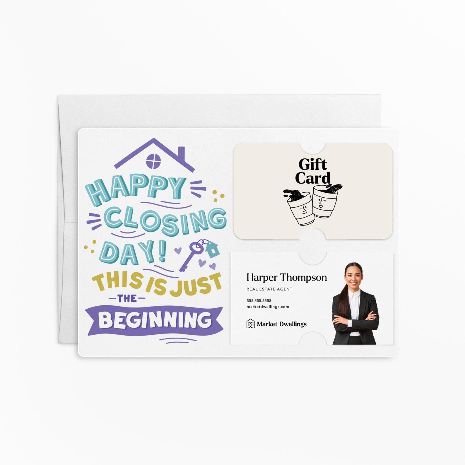 Happy Closing Day Business Gift Card and Business Card Holder Mailers W ...