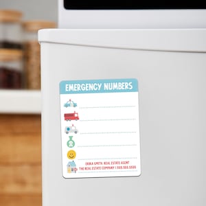Customizable | Emergency Numbers Refrigerator Magnets | Real Estate ...