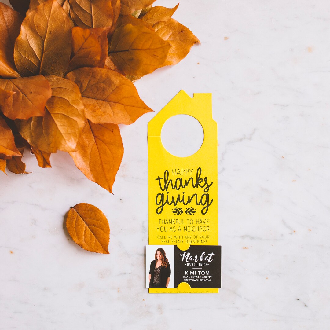 Happy Thanksgiving Neighborhood Door Hanger Real Estate - Etsy