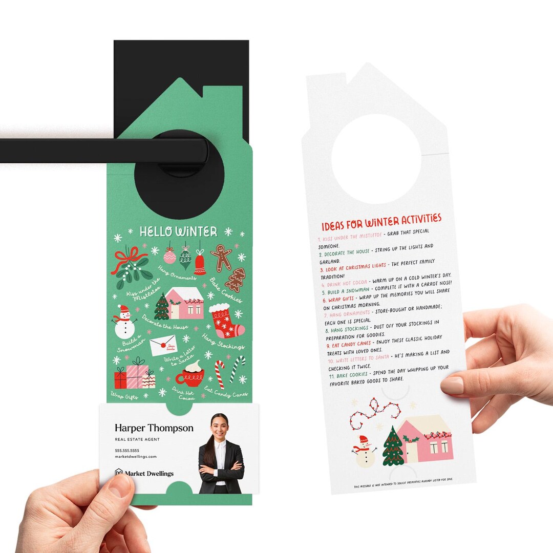 Ideas for Winter Activities Door Hangers | Winter Christmas Real Estate ...