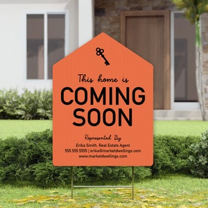 Customizable Coming Soon Yard Sign With Stake Real Estate Agent Photo ...