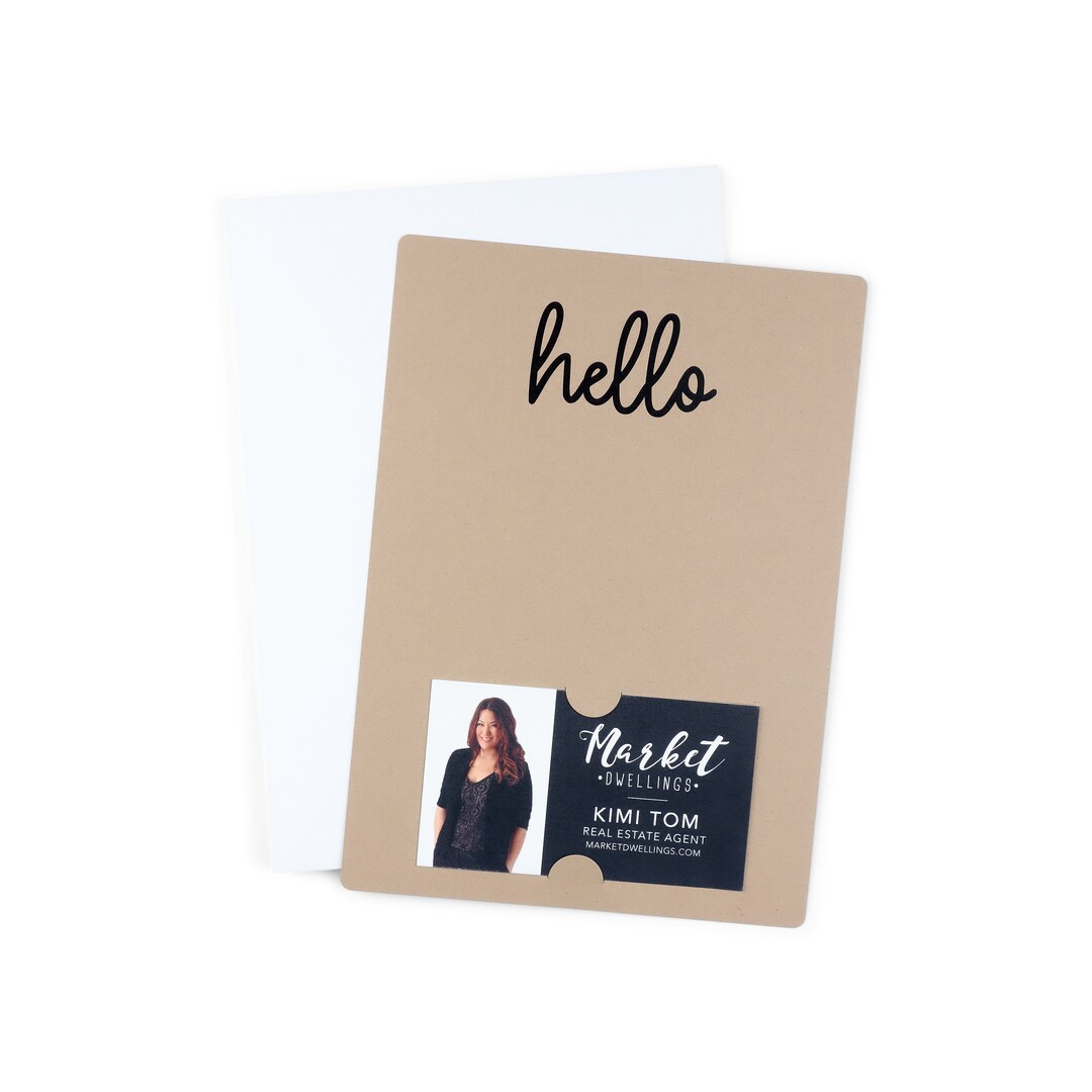 SET of Hello Notecards W/ Envelopes Business Card Mailer Client Mailing ...