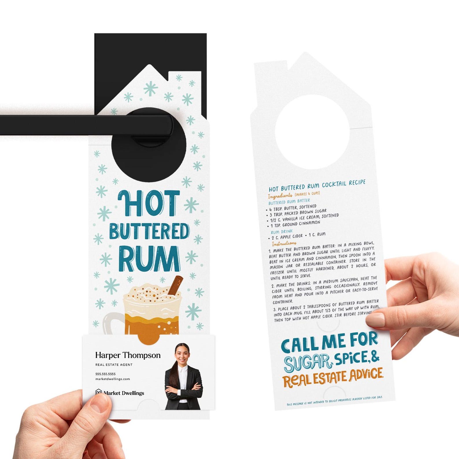 Hot Buttered Rum Recipe Door Hangers | Christmas Winter Real Estate Pop ...
