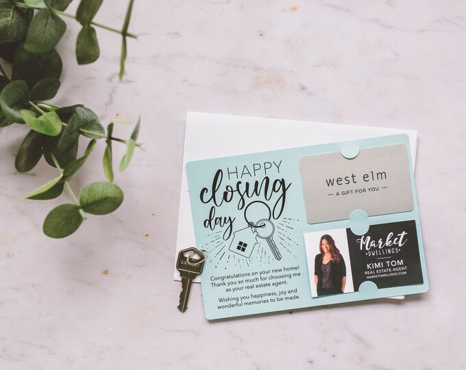 SET of Happy Closing Day Gift Card and Business Card Holder - Etsy