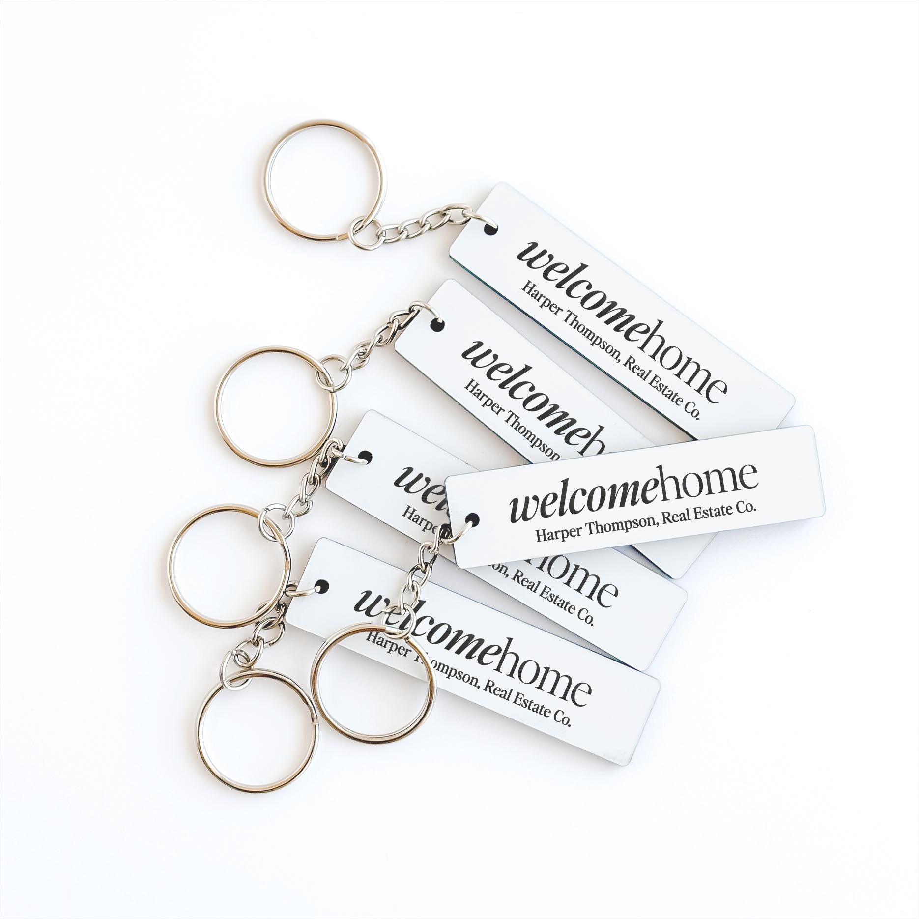 Set of Customizable Welcome Home Keychains | Real Estate Keychain ...