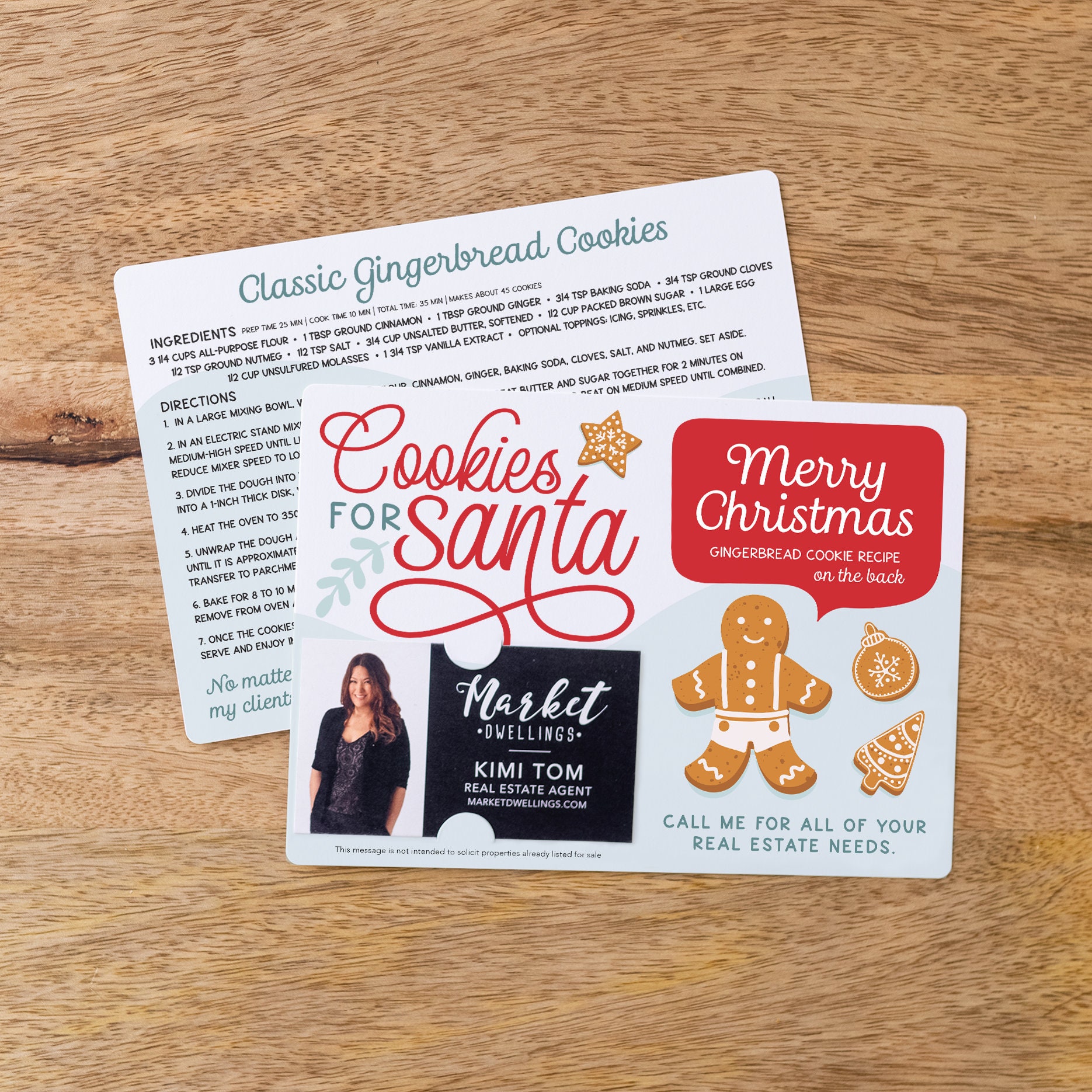 SET of Classic Gingerbread Cookies Recipe Card W/ Envelopes - Etsy