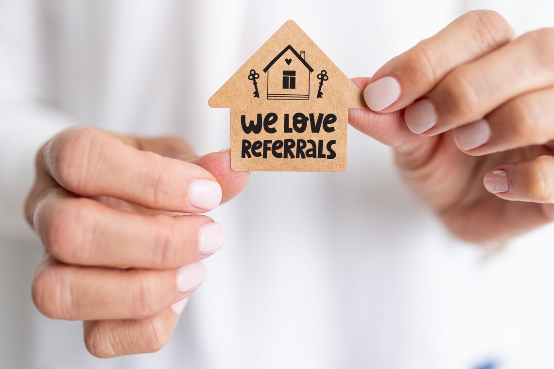 Set of Real Estate Stickers | We Love Referrals | House Shaped Referral ...