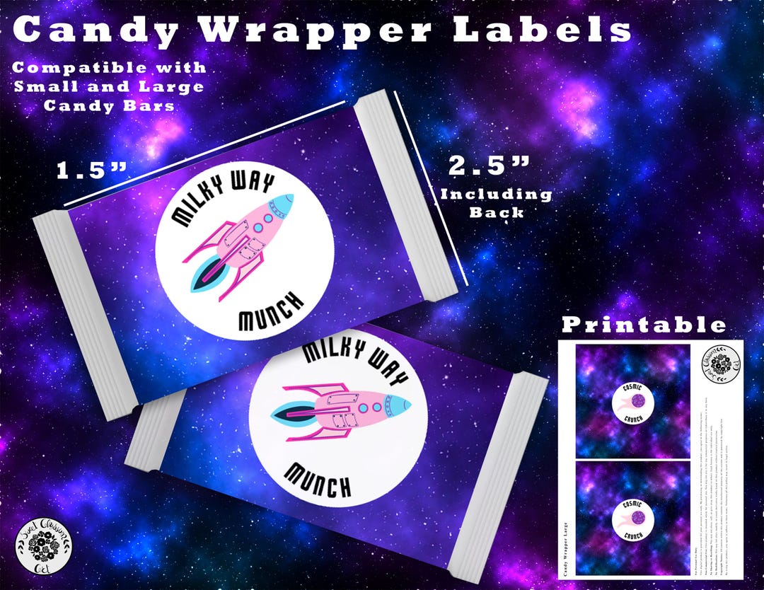 Kids Birthday Party Candy Wrapper Labels-two the Moon-space Party ...