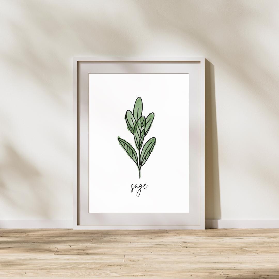 Sage Herb 5x7 Watercolor Print - *instant Download* - Etsy