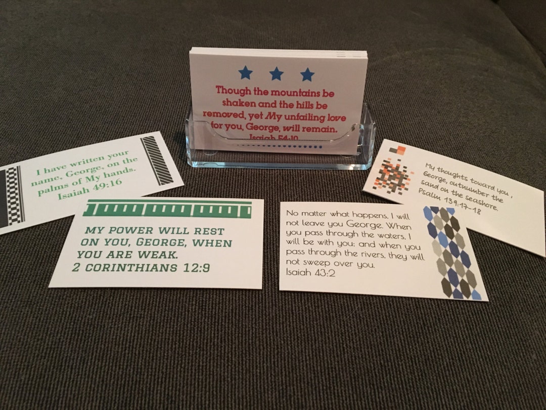 Men's Encouraging Personalized Scripture Cards. Set of 50 in Lucite ...