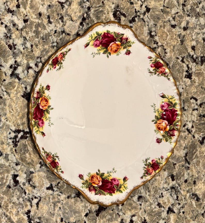 Vintage Royal Albert Old Country Roses Handled Cake Plate, 11 Inch Bone ...