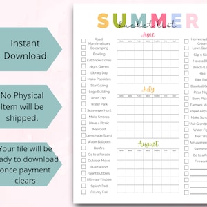 EDITABLE IN CANVA Summer Bucket List Summer Fun Calendar Summer Fun ...