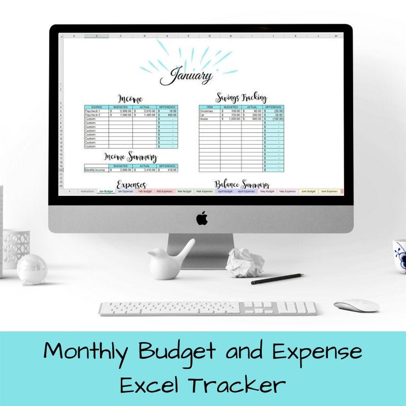 Monthly Budget Template Expense Tracker Spreadsheet | Etsy