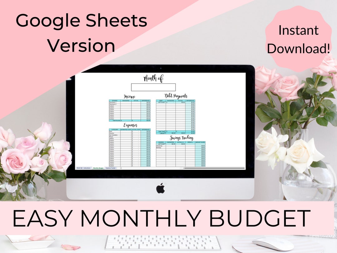 Monthly Budget Google Sheets - Simple Budget Template - Monthly Budget ...