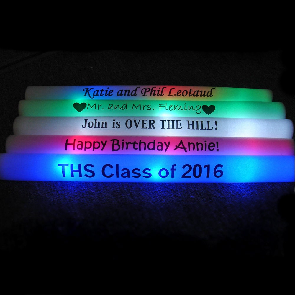 100 Pack Custom LED Foam Sticks, Wedding Party Favors - Etsy