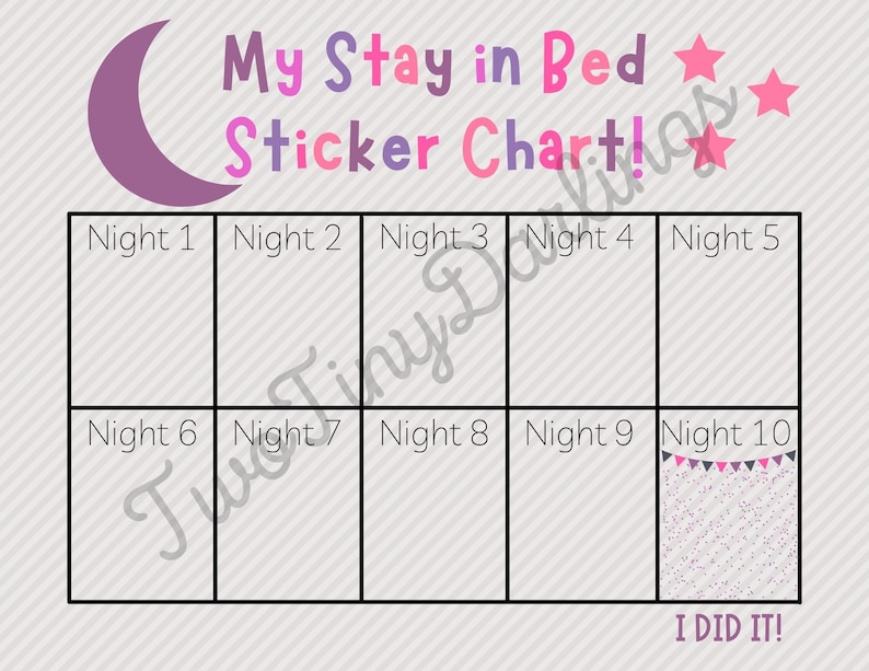 My 'stay in Bed' Sticker Chart for Boys and Girls - 2 Colors Included ...