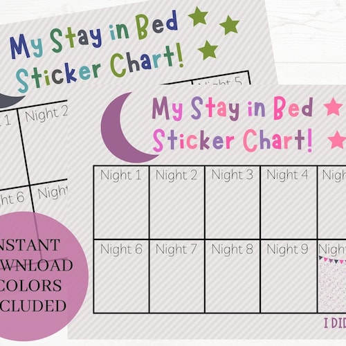 My 'stay in Bed' Sticker Chart for Boys and Girls 2 - Etsy
