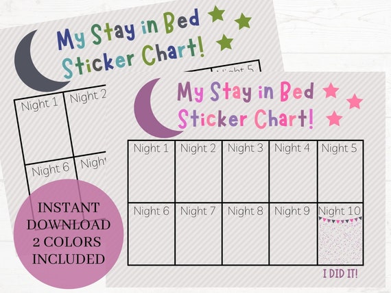 My 'stay in Bed' Sticker Chart for Boys and Girls 2 - Etsy