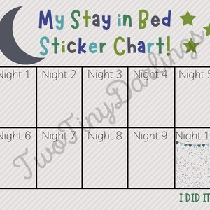 My 'stay in Bed' Sticker Chart for Boys and Girls - 2 Colors Included ...
