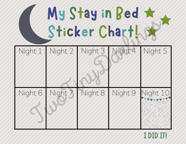 My 'stay in Bed' Sticker Chart for Boys and Girls - 2 Colors Included ...