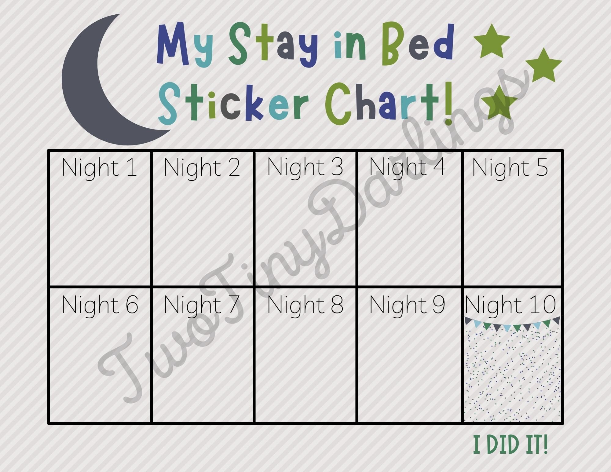 My 'stay in Bed' Sticker Chart for Boys and Girls - 2 Colors Included ...