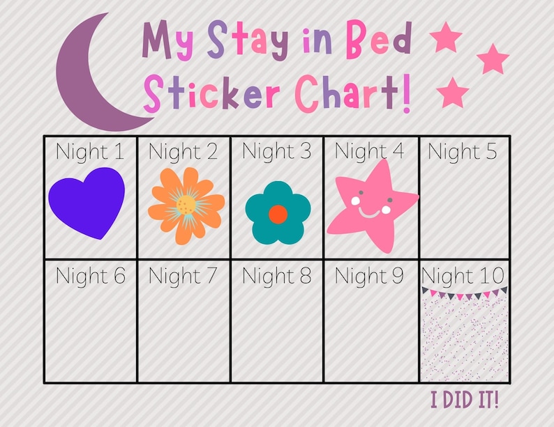 My 'stay in Bed' Sticker Chart for Boys and Girls - 2 Colors Included ...