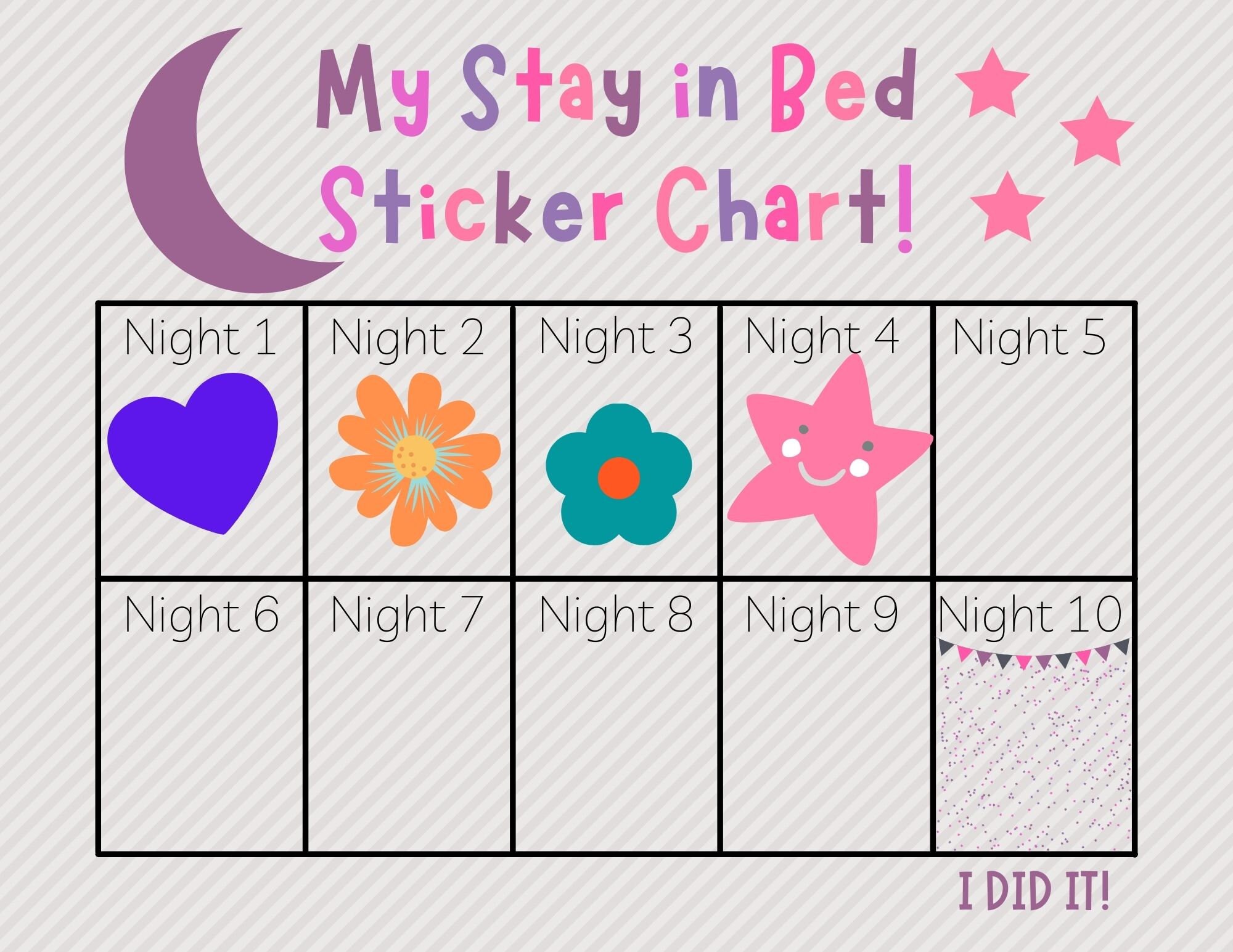 My 'stay in Bed' Sticker Chart for Boys and Girls - 2 Colors Included ...
