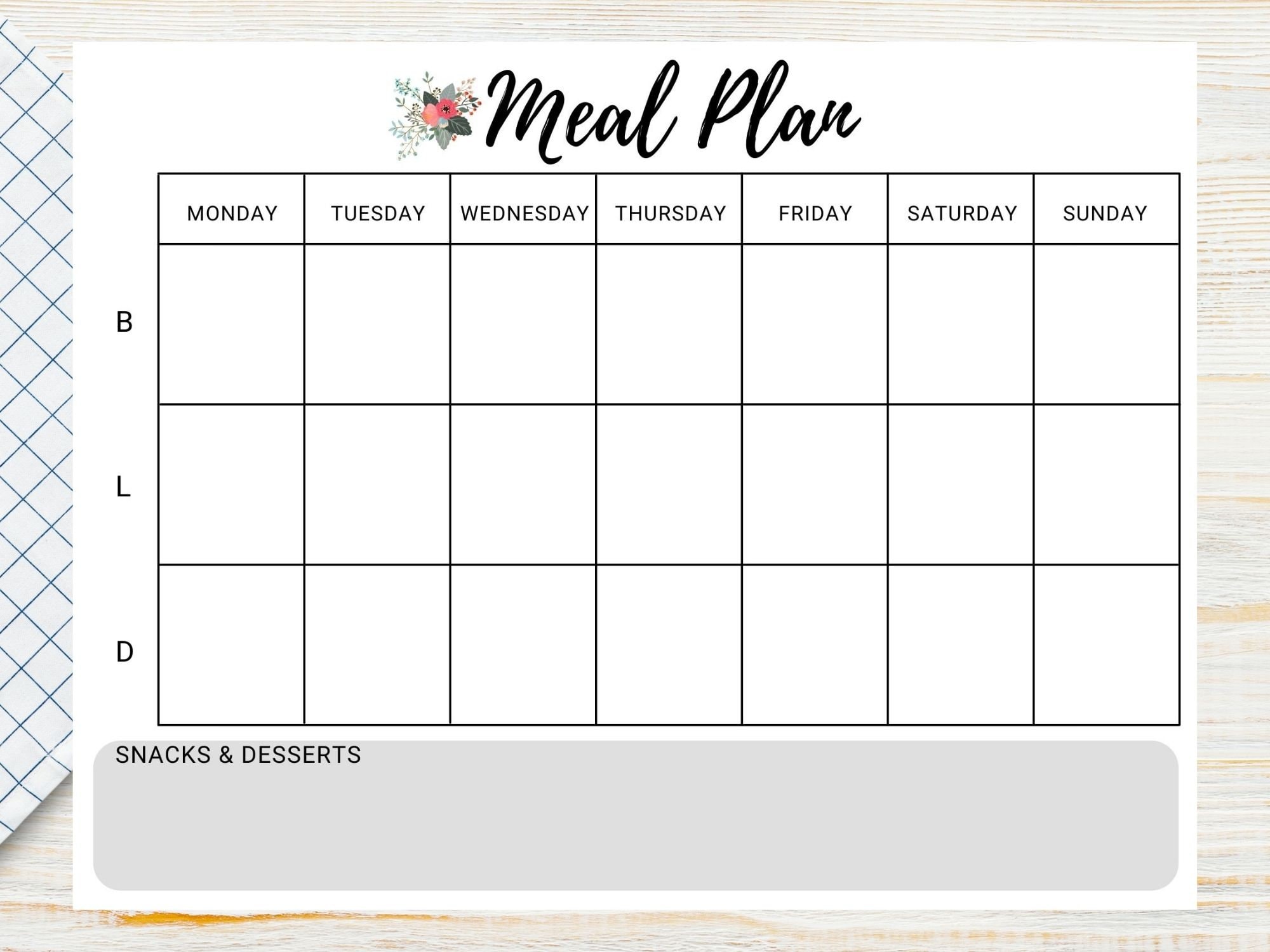 Instant Download - Weekly Meal Plan Printable - Weekly Menu for ...