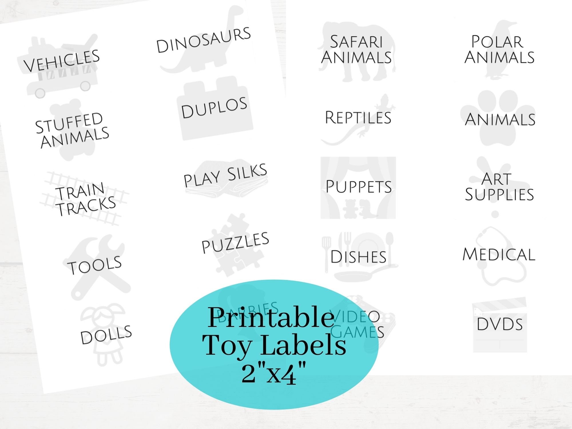 Printable Toy Labels for Organizing Playroom - Instant Download - 60 ...