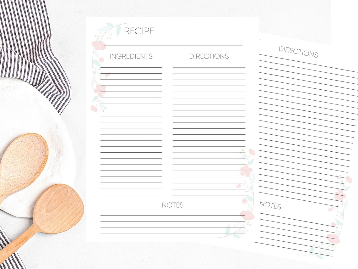 Recipe Page Printable - Instant Download - Recipe Book Insert - Etsy