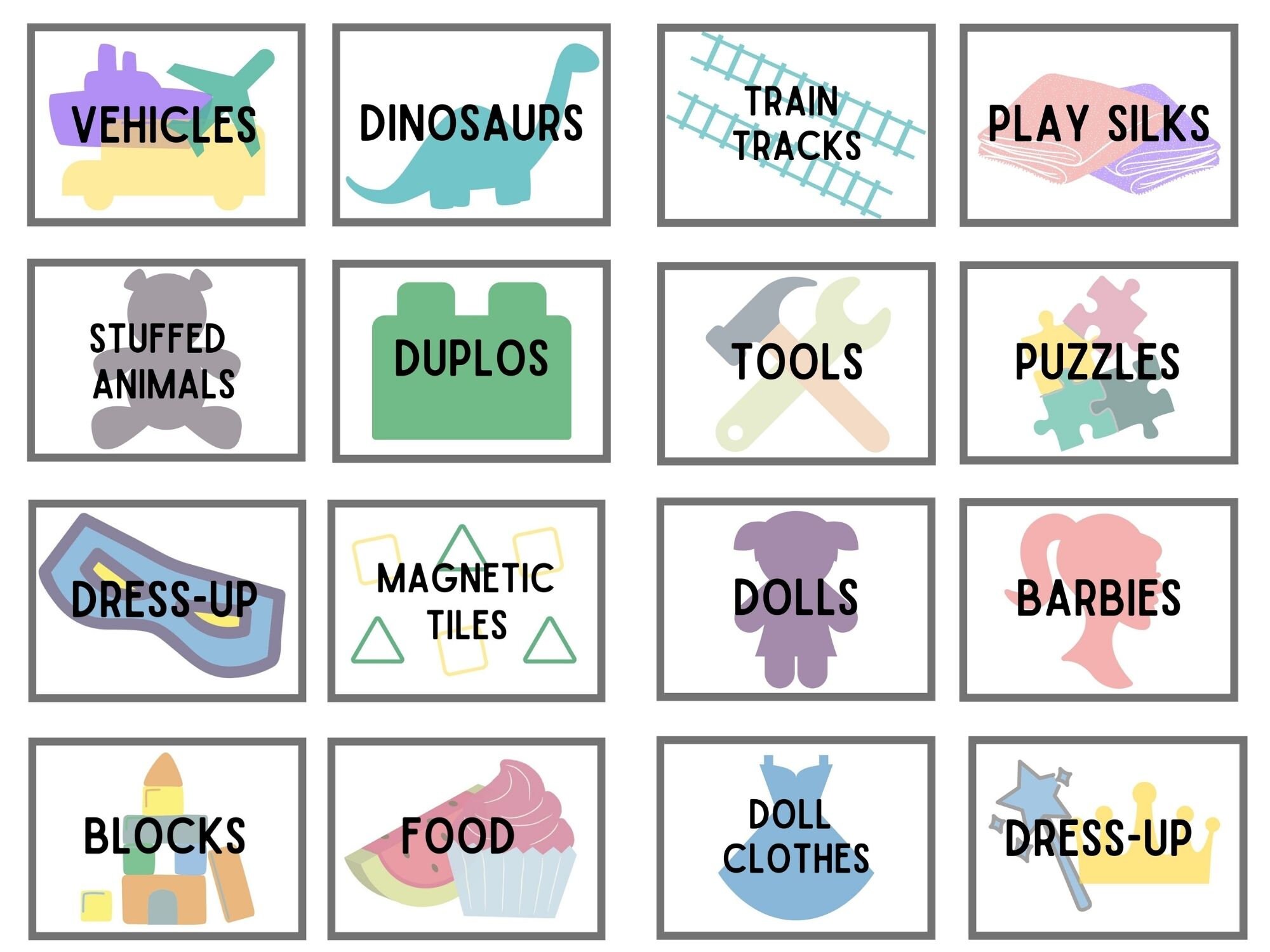 CUSTOM Printable Toy Labels for Organizing Playroom - Custom ...