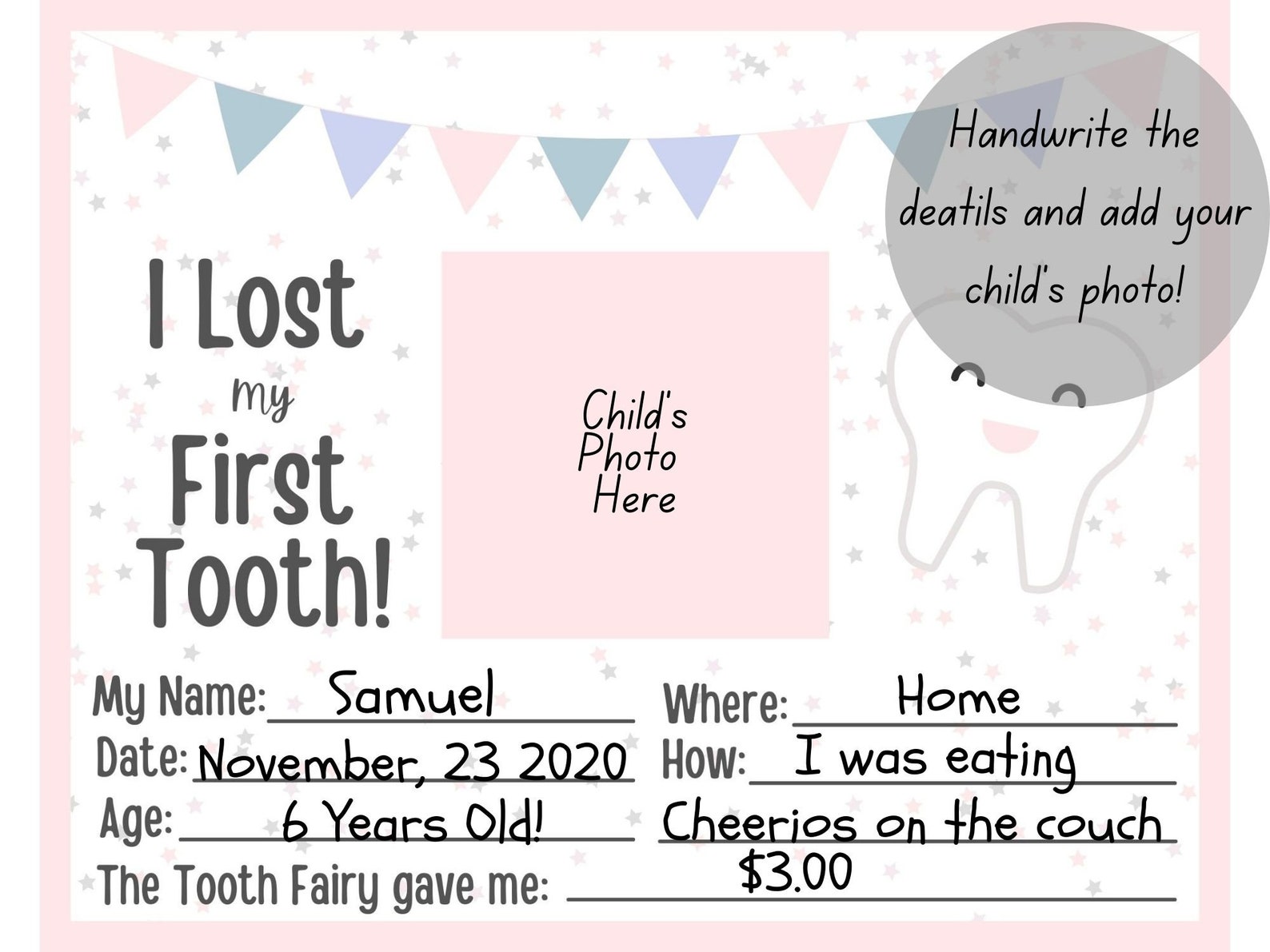 Instant Download - I Lost My First Tooth Certificate for Child's First ...