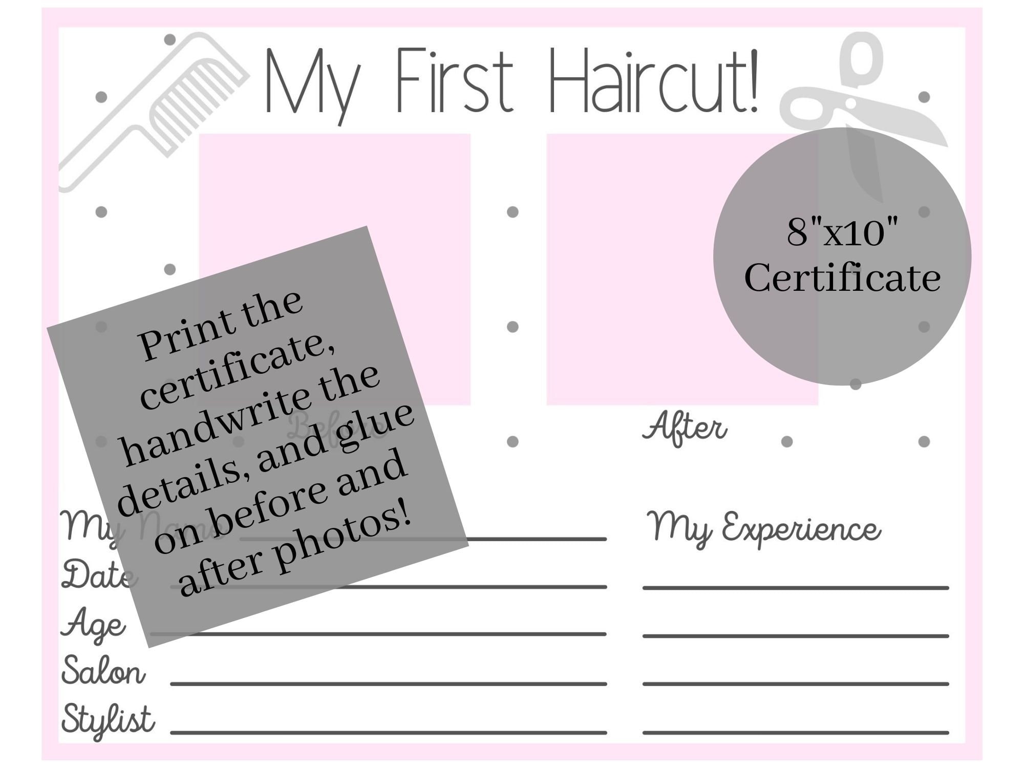 Instant Printable - My First Haircut Certificate for Child or Baby's ...