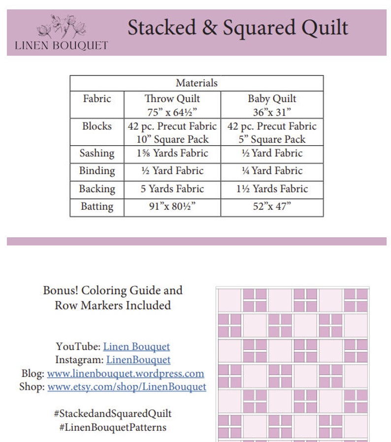 Stacked and Squared Quilt Pattern Traditional Fabric Piecing - Etsy