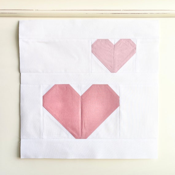 Flutter Hearts Block Quilt Pattern Finished 12x12 and 6x6 | Etsy