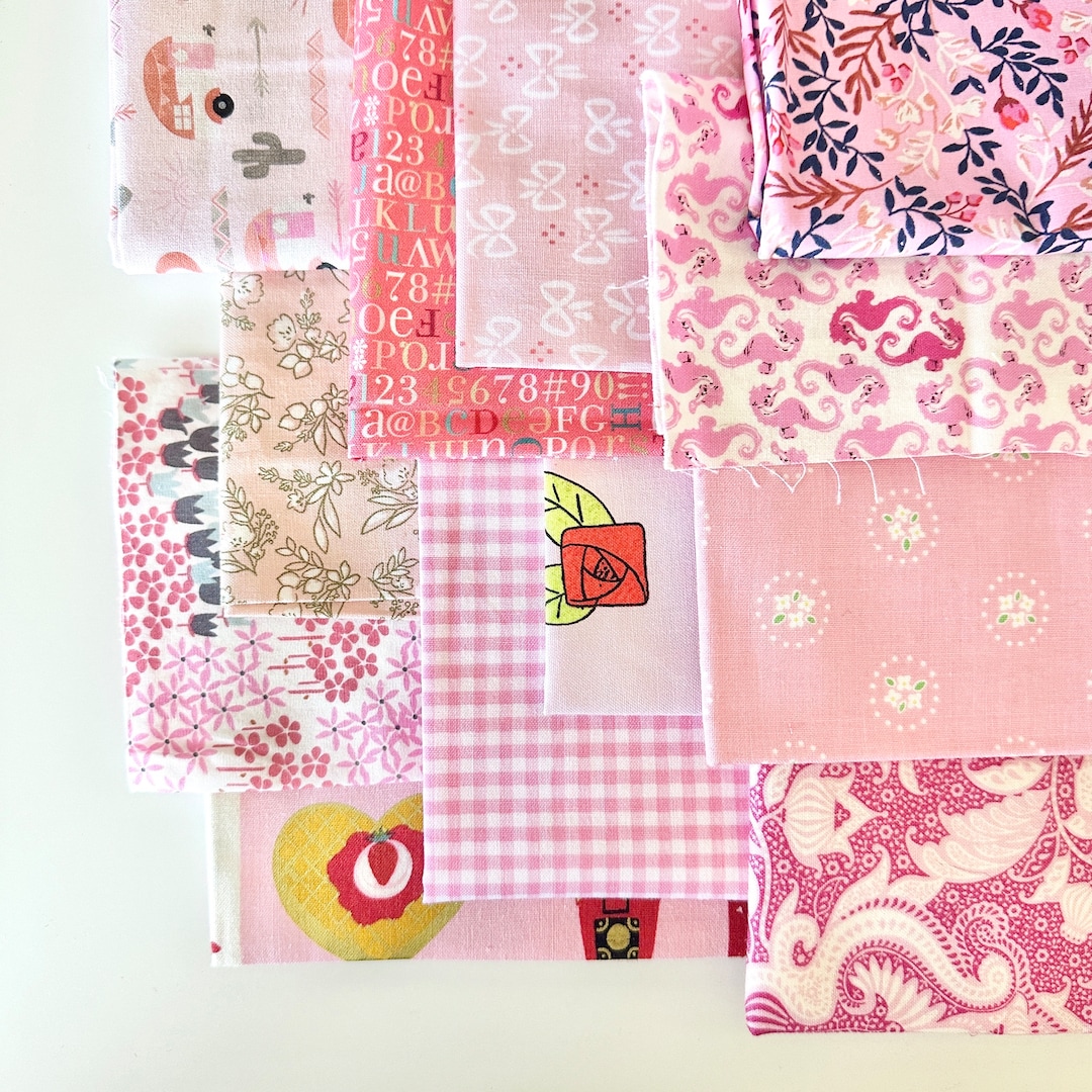 Pink Scrap Pack 1 Lb Mixed Cotton Fabric Patterns Small Cuts Riley ...