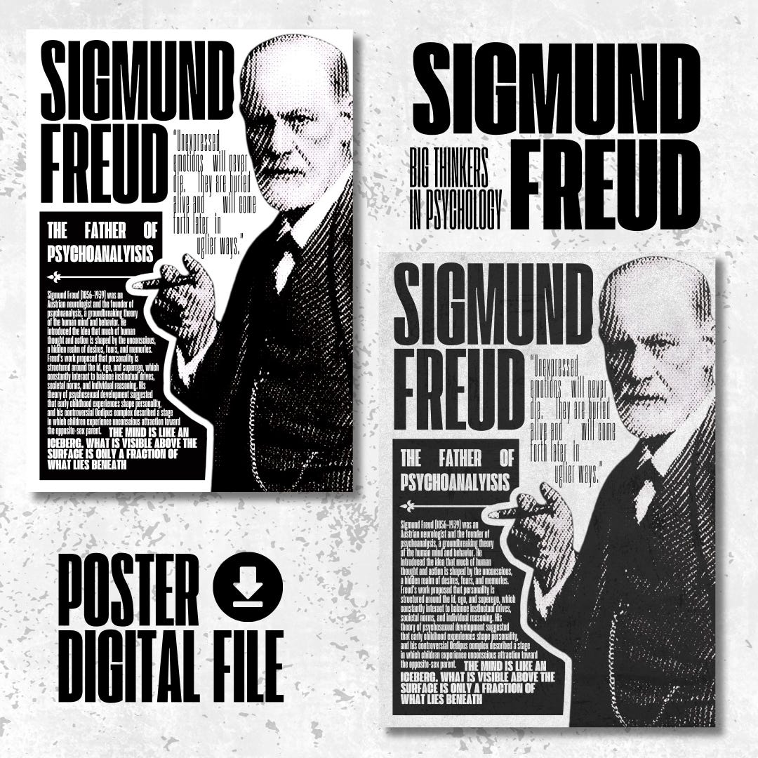 Sigmund Freud Psychology Poster | Vintage Psychoanalysis Wall Art ...