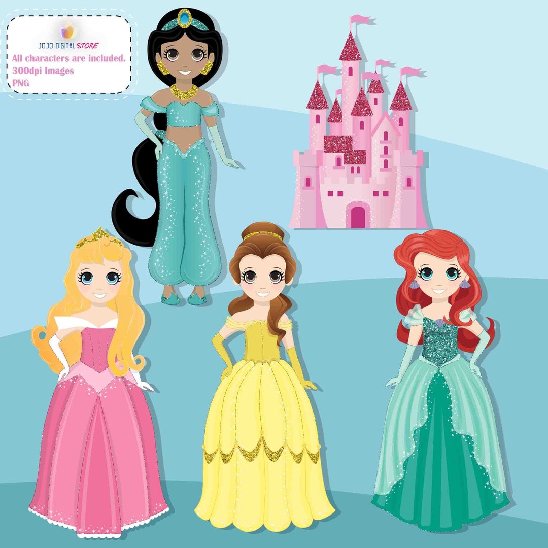 Princess Costume Party Clipart, Halloween Costumes, Princess Party - Etsy