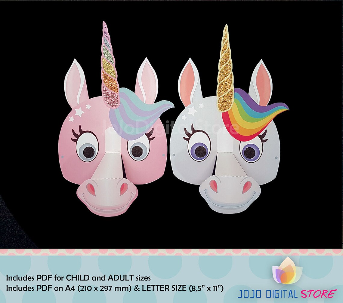 3D Unicorn Mask Set for Unicorn Party - Etsy