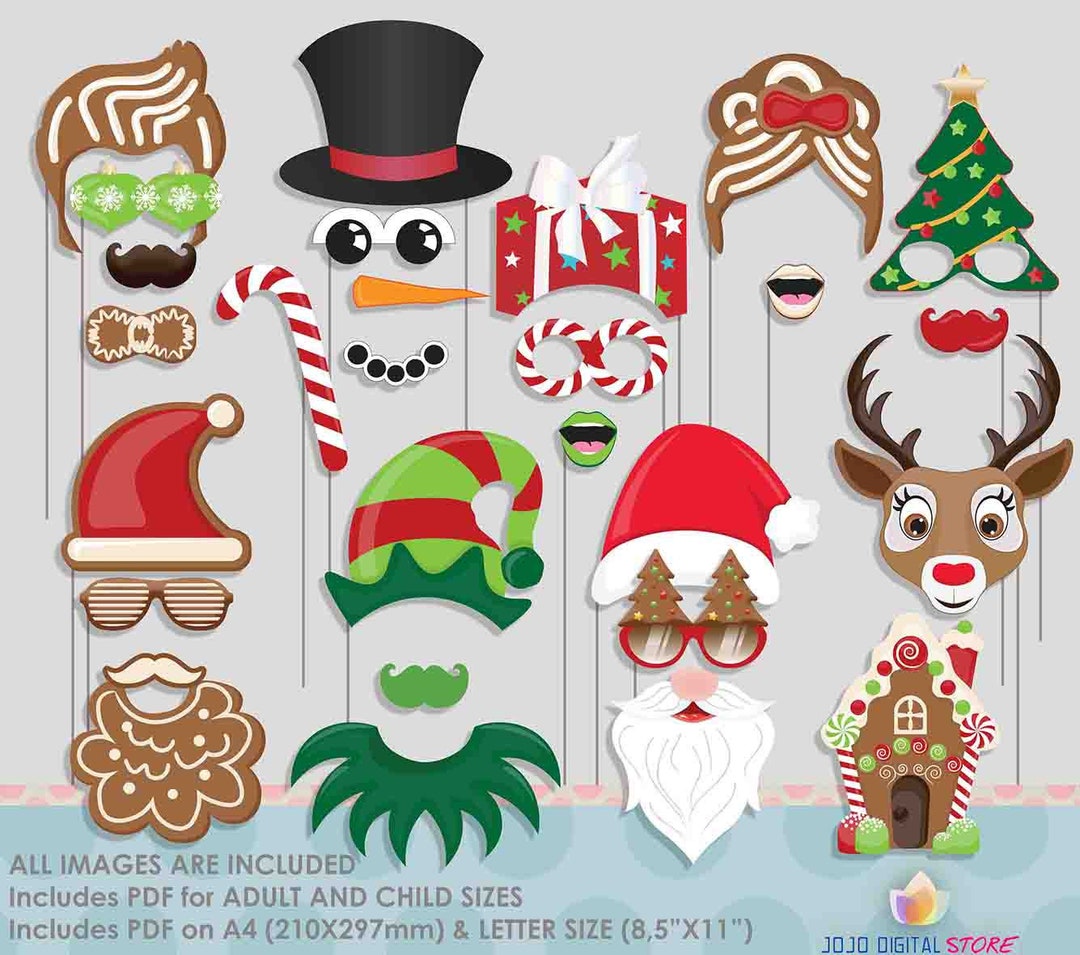 Christmas Cookie Gingerbread Party Photo Booth Props for Gingerbread ...