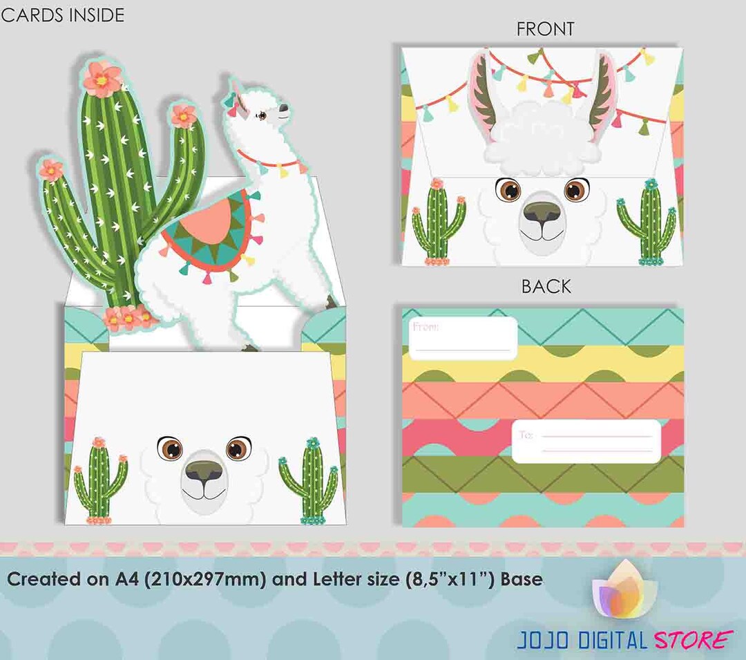 Editable Llama Cactus Alpaca Invitations for Llama Party - Etsy