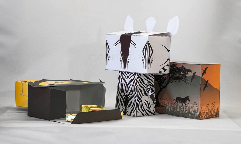 Editable Safari Favor Box Set for Safari Party ZEBRA & LION - Etsy