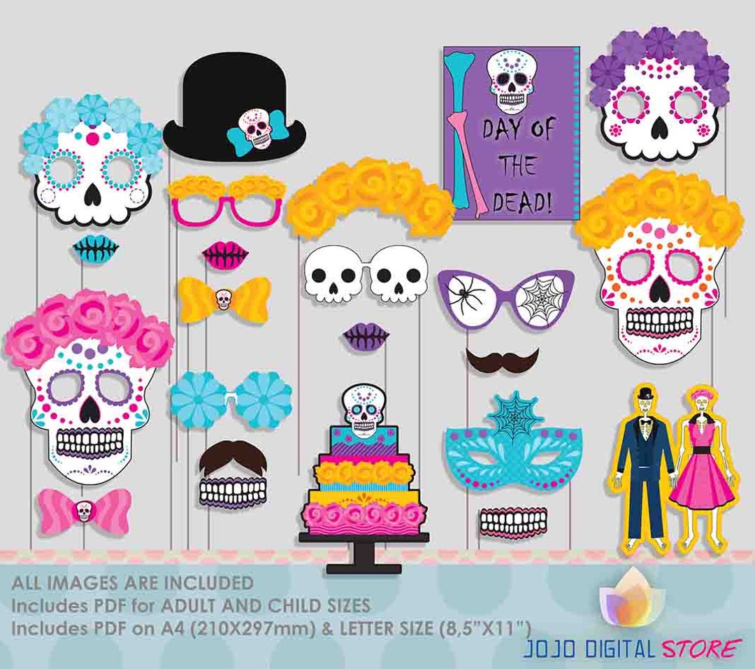Day of the Dead Party Photo Booth Props for Halloween Sugar Skull Party ...