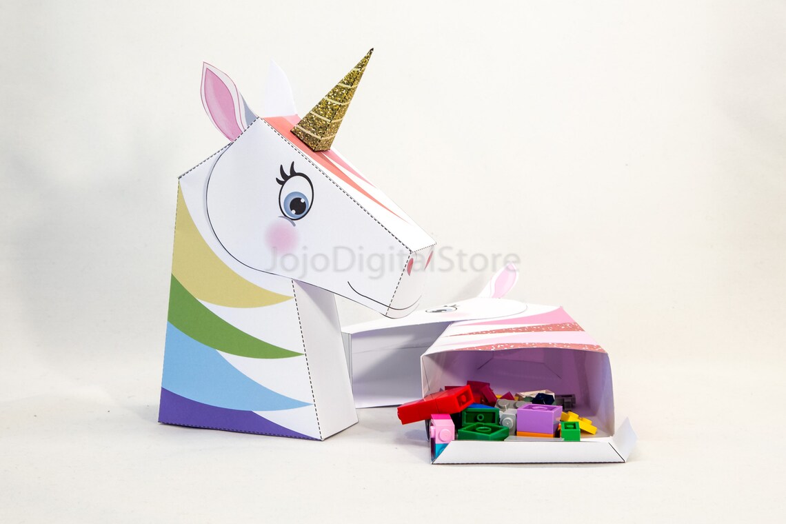 Rainbow Glitter Unicorn Favor Box for Unicorn Whimsical Party - Etsy