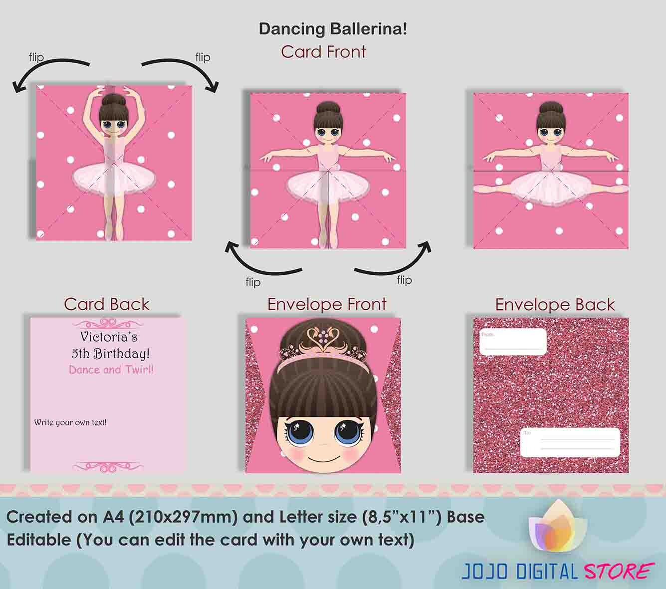Editable Dancing Ballerina invitations for Ballet Swan Party | Etsy