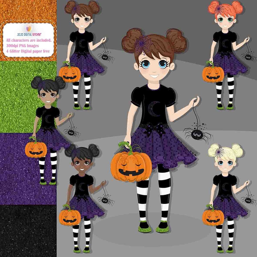 Halloween Trick or Treat Clipart. Halloween Costumes. Halloween Party ...
