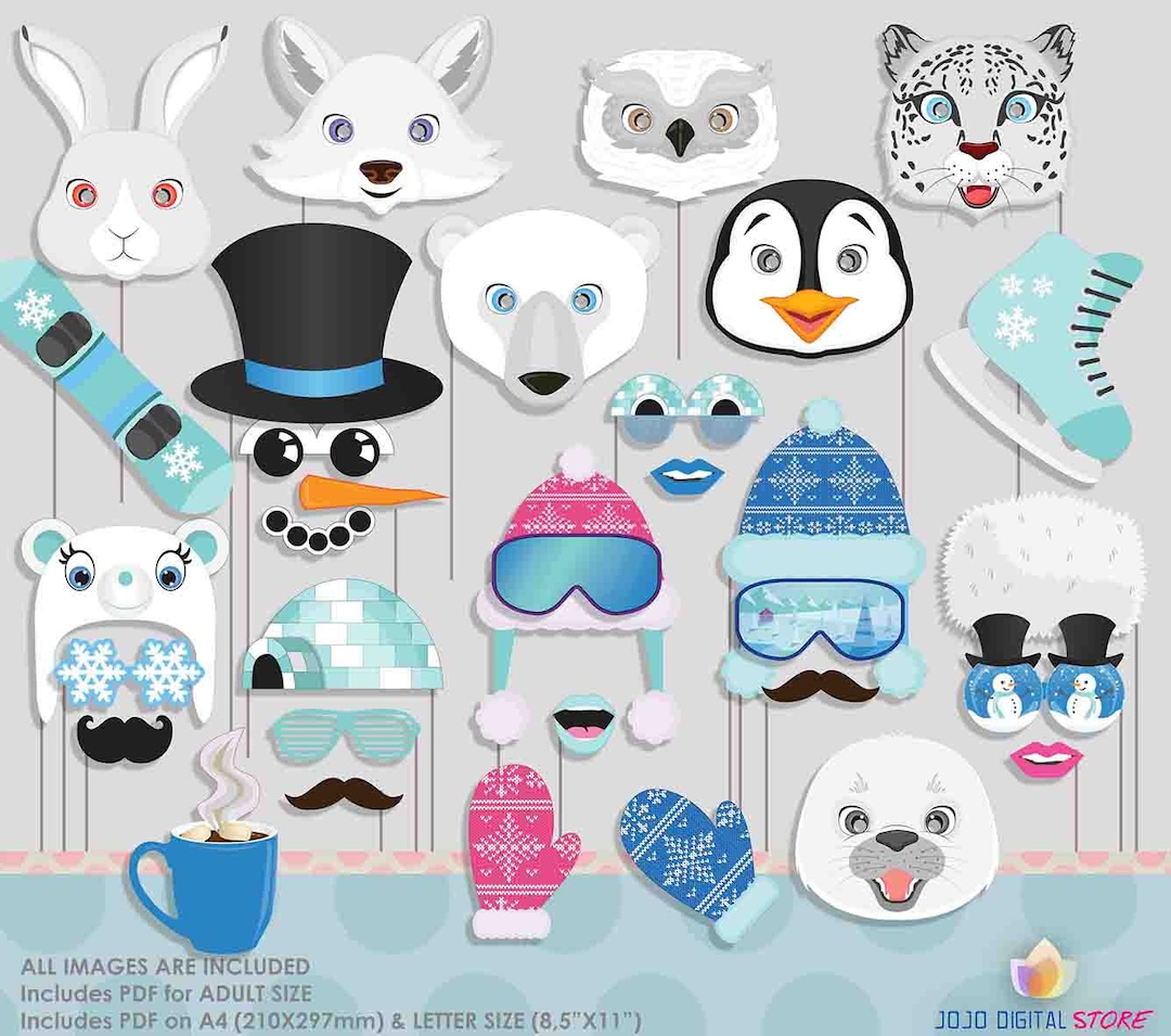 Winter Christmas Holidays Photo Booth Props for Winter Party - Etsy