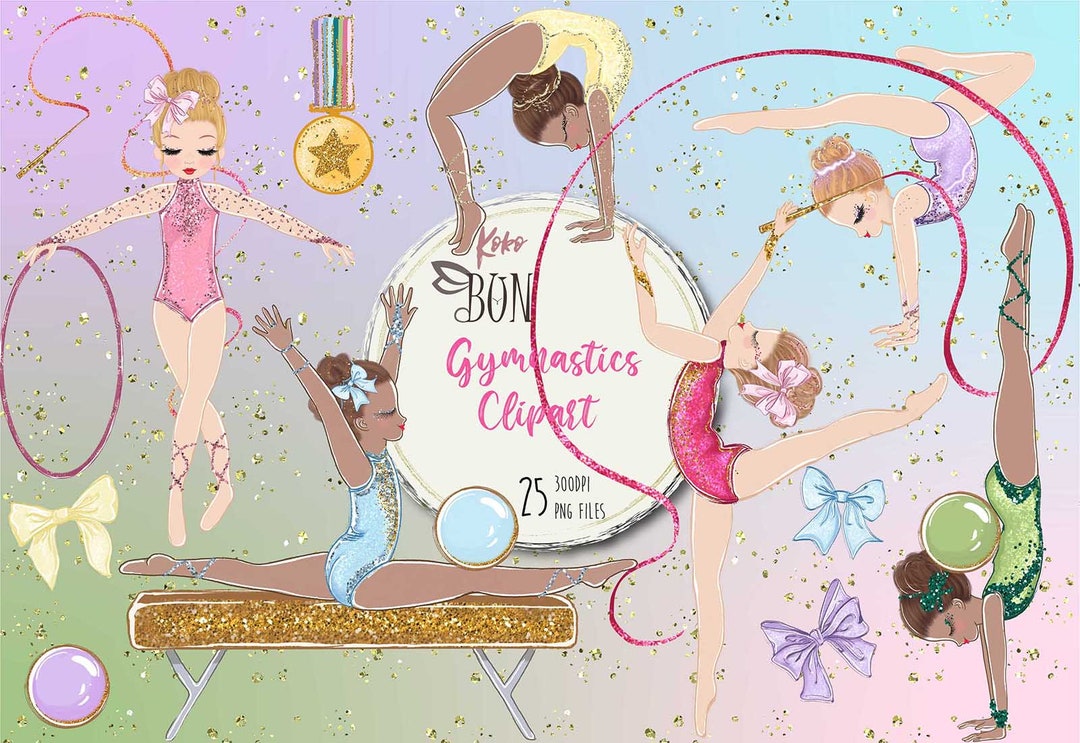 Gymnastic Girls Clipart, Gymnast, Girl Gym, Gymnast Clipart, Vector ...