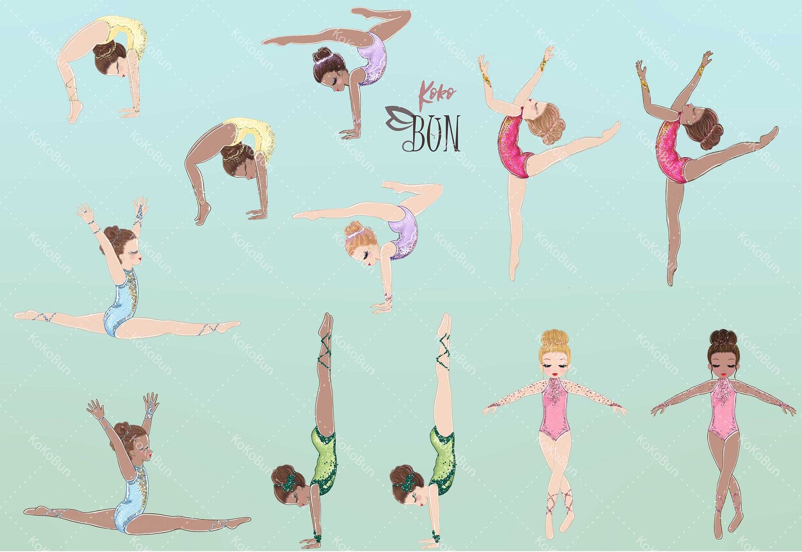 Gymnastic Girls Clipart, Gymnast, Girl Gym, Gymnast Clipart, Vector ...